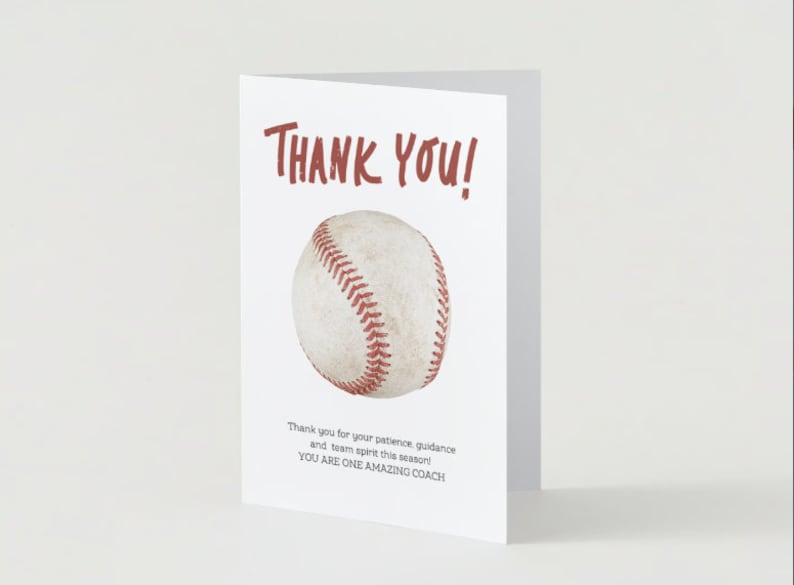 Baseball Coach Thank You Card- **instant Digital Download ** - Etsy