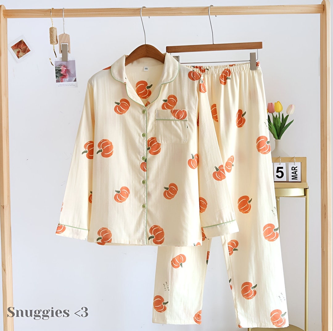 Long Sleeve Autumn Pyjamas for Women Pumpkin Pyjamas - Etsy UK