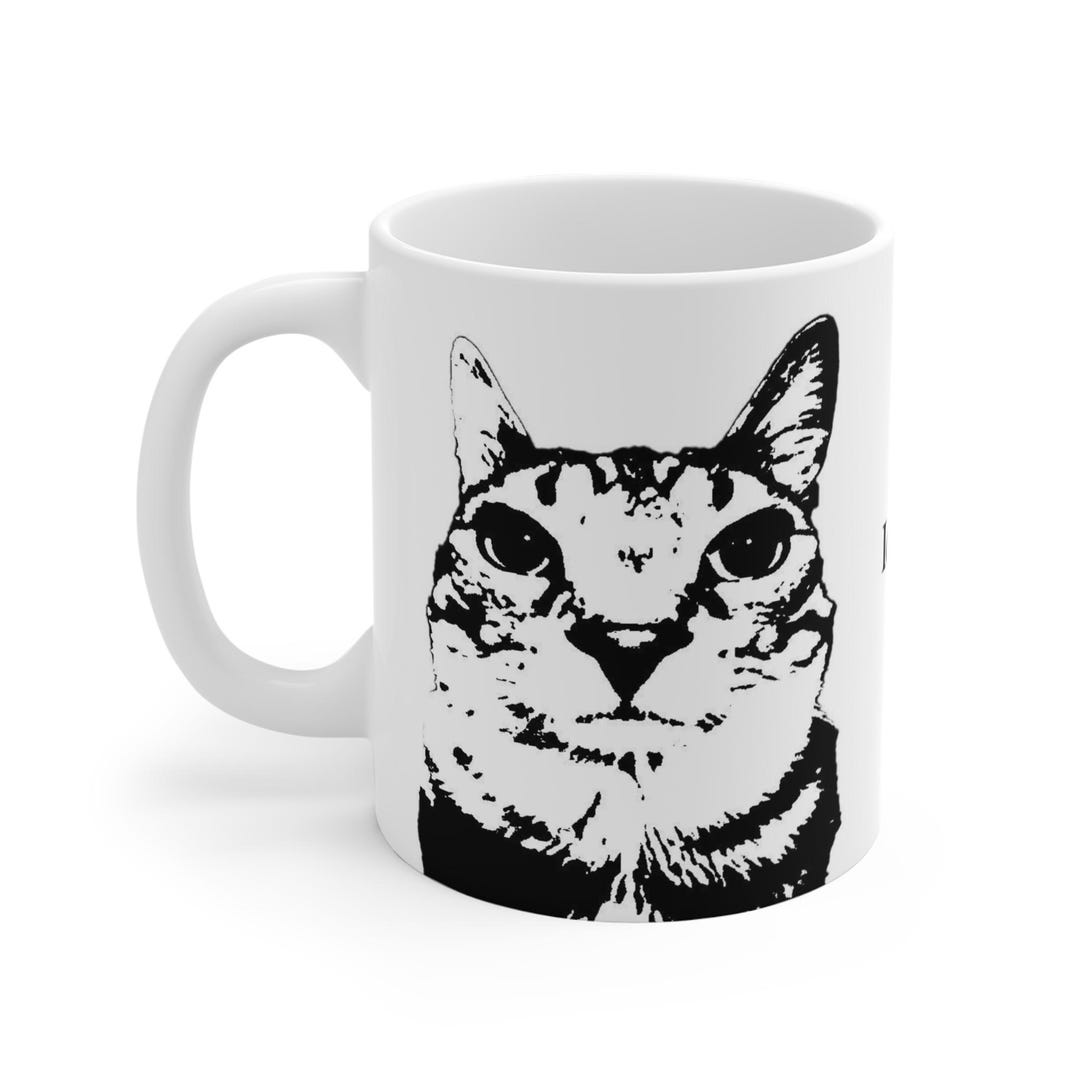 Funny Cat Meme Mug 11oz White Ceramic Coffee Cup With Cute Cat Face ...