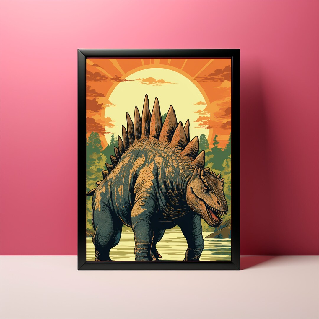 Stunning Stegosaurus Block Print Poster: Dinosaur Digital Download Wall ...