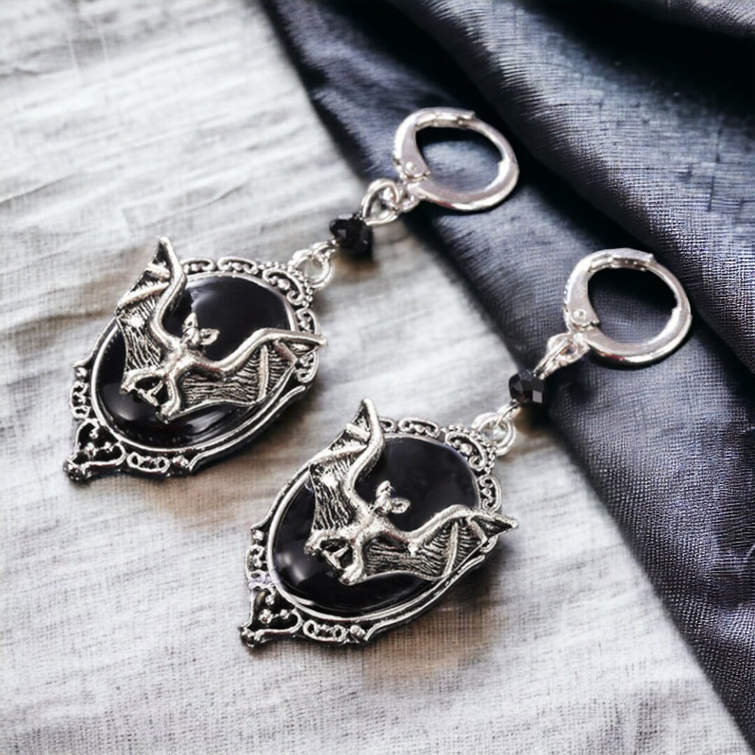 Goth Bat Earrings Goth Hoop Earrings Gothic Earrings Witchy Earrings ...