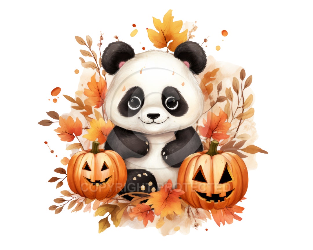 Halloween Panda, Panda Clipart, Watercolor Art, Watercolor Clipart ...