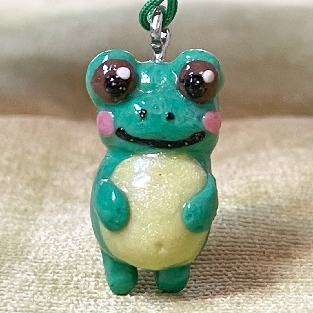 Frog With Belly Kawaii Keychain, Polymer Clay Miniature Phone Charm ...