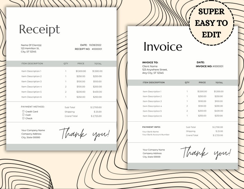 Customizable Receipt and Invoice Template Simplify Your Business ...