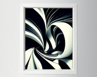 Abstract Black and White Wall Art, Printable Artwork, Digital Design - Etsy