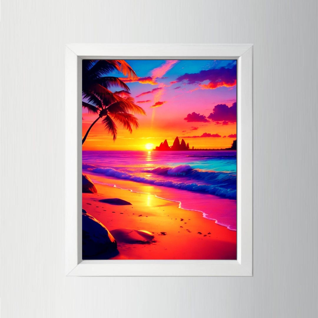 Sunset-sunrise on the Beach Wall Art, Printable Artwork, Digital Design ...
