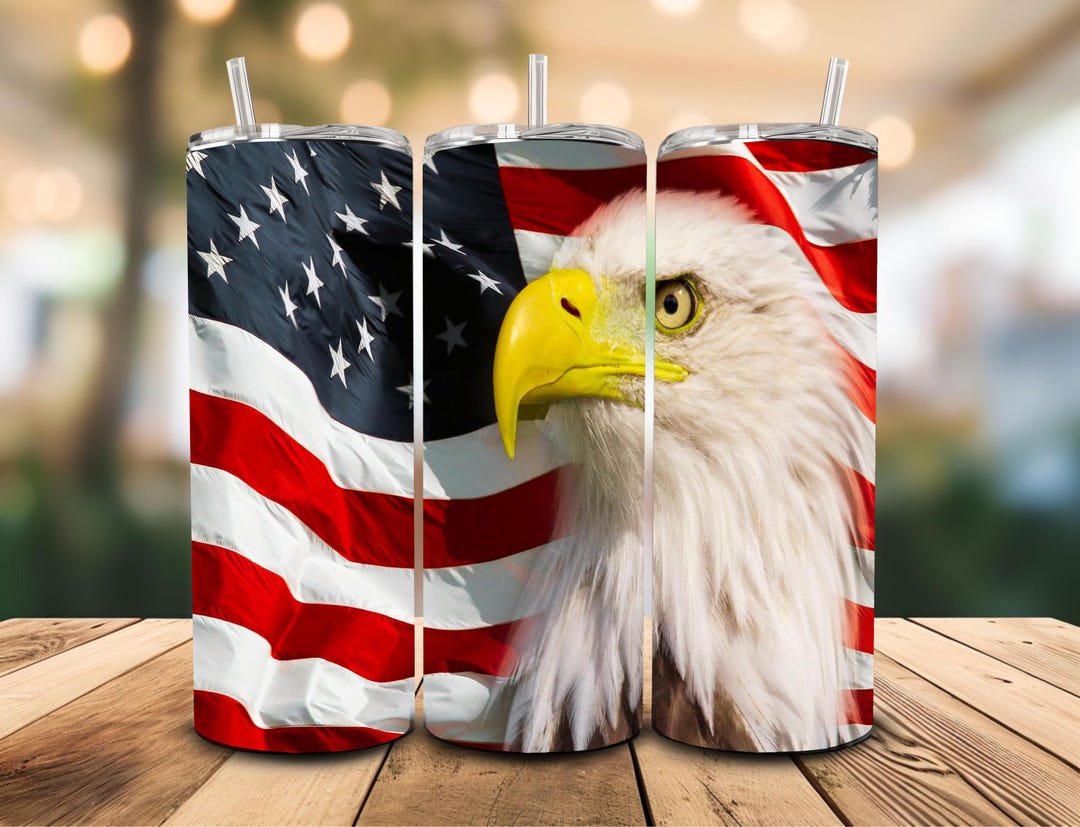 16 Oz Mug Eagle Bird , Stainless Steel Thermal Flag Tumbler, Patriotism ...