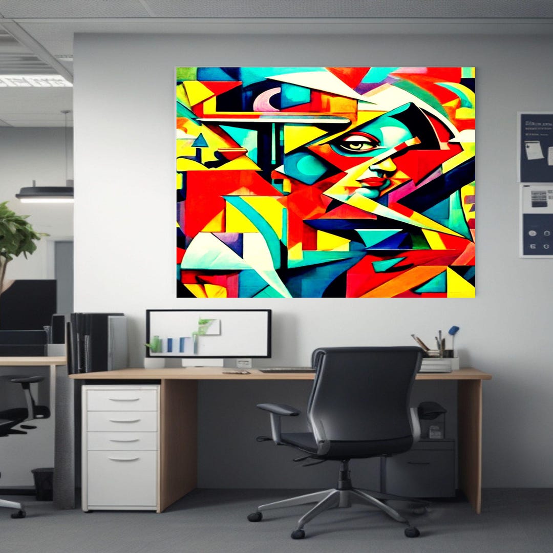 Canvas the Face Picasso Style Cubism, Abstract Rainbow Artwork, Wall ...