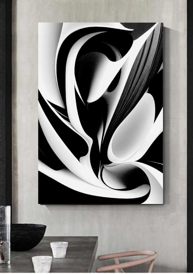 Abstract Black and White Wall Art, Printable Artwork, Digital Design - Etsy