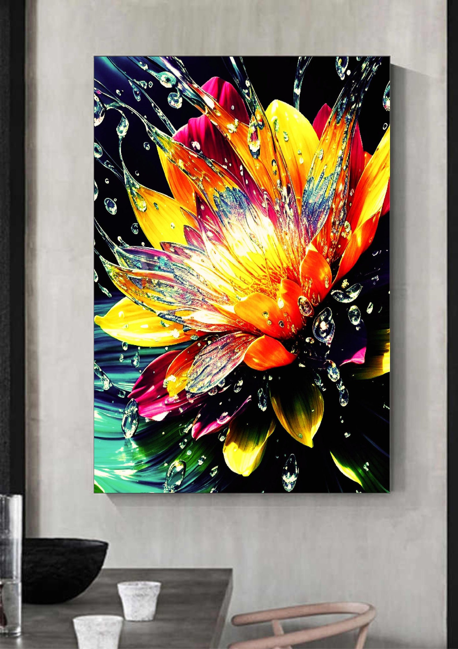 Rainbow Lotus in a Rainy Day Wall Art, Printable Artwork, Digital ...