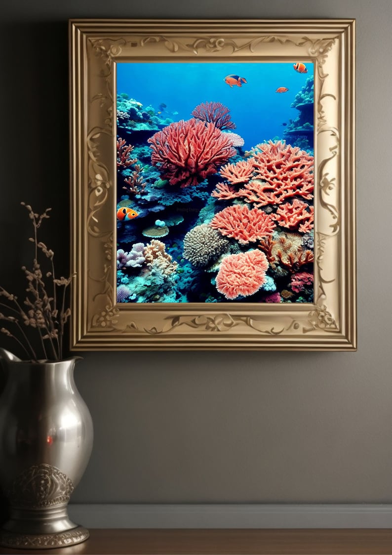 Corals Wall Art, Ocean, Printable Artwork, Digital Design, Aquatic ...