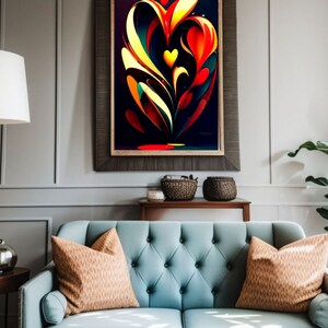 Abstract Love Wall Art, Hearts Artwork, Digital Design, Valentine Day ...