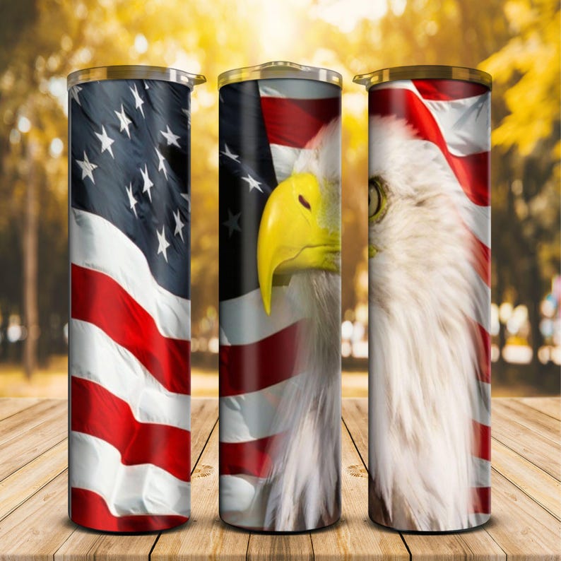 16 Oz Mug Eagle Bird , Stainless Steel Thermal Flag Tumbler, Patriotism ...