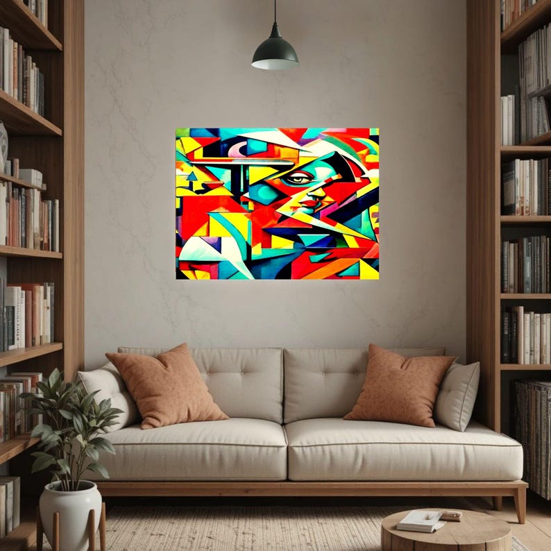 Canvas the Face Picasso Style Cubism, Abstract Rainbow Artwork, Wall ...