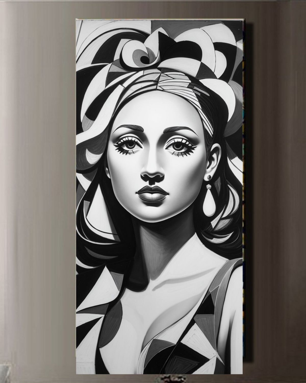 Abstract Black and White Cubism Wall Art, Digital Design, Picasso Style ...