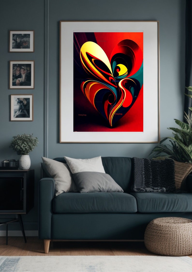 Abstract Love Wall Art, Hearts Artwork, Digital Design - Etsy