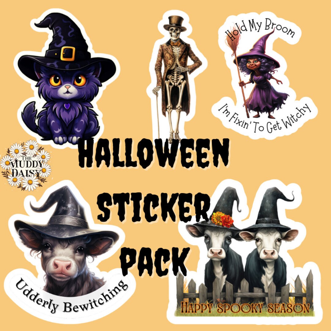 Set of Cute Halloween Stickers Set of 5 Halloween Stickers, Kids ...