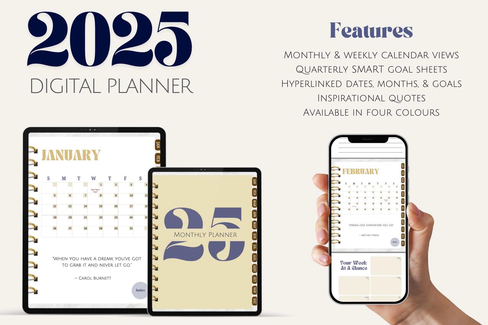 2025 Monthly Digital Planner - Etsy