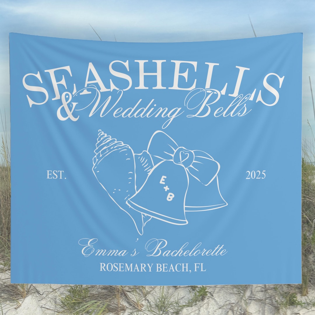 Custom Seashells and Wedding Bells Bachelorette Banner, Coastal ...