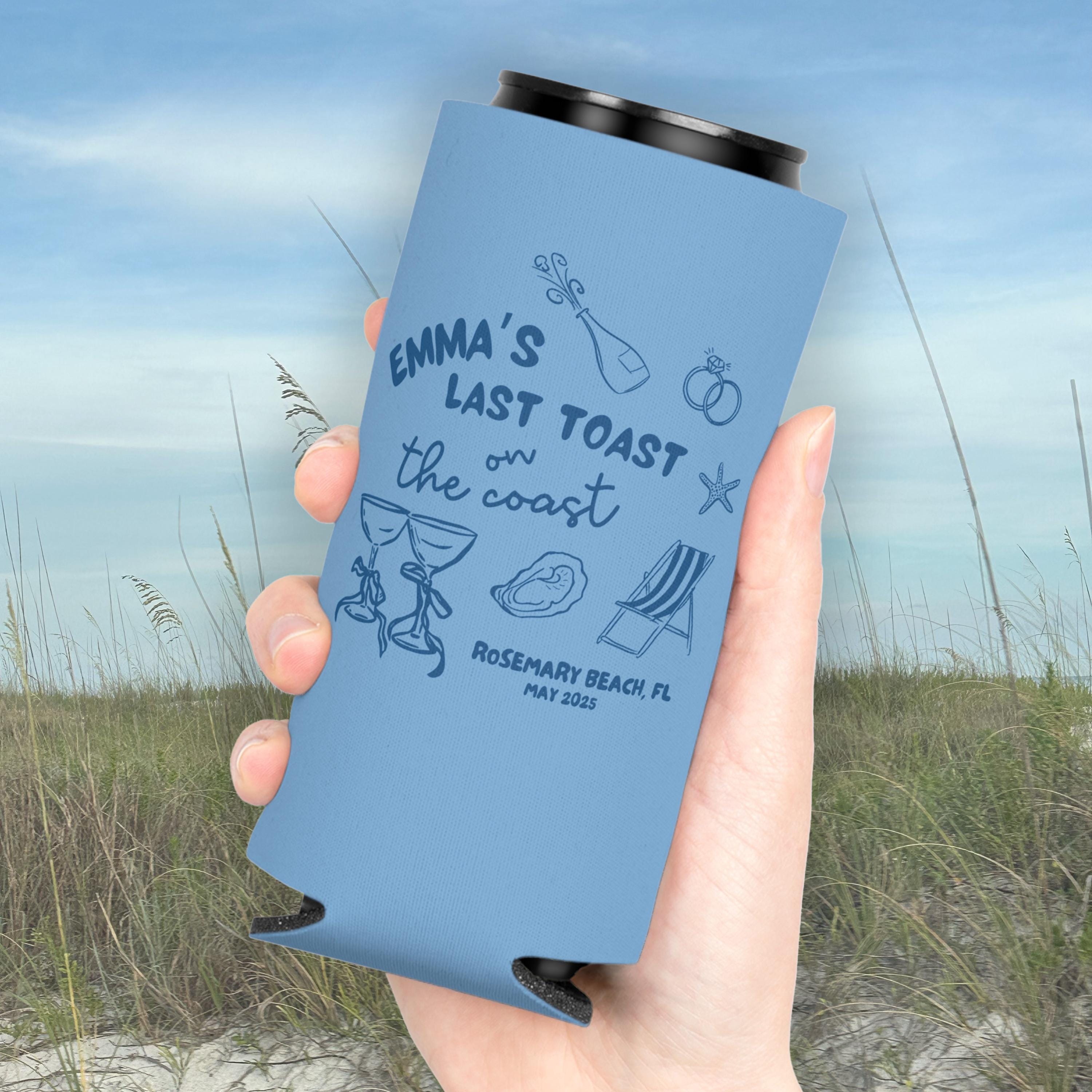 Custom Last Toast on the Coast Can Coolers, Gingham Bachelorette Party ...