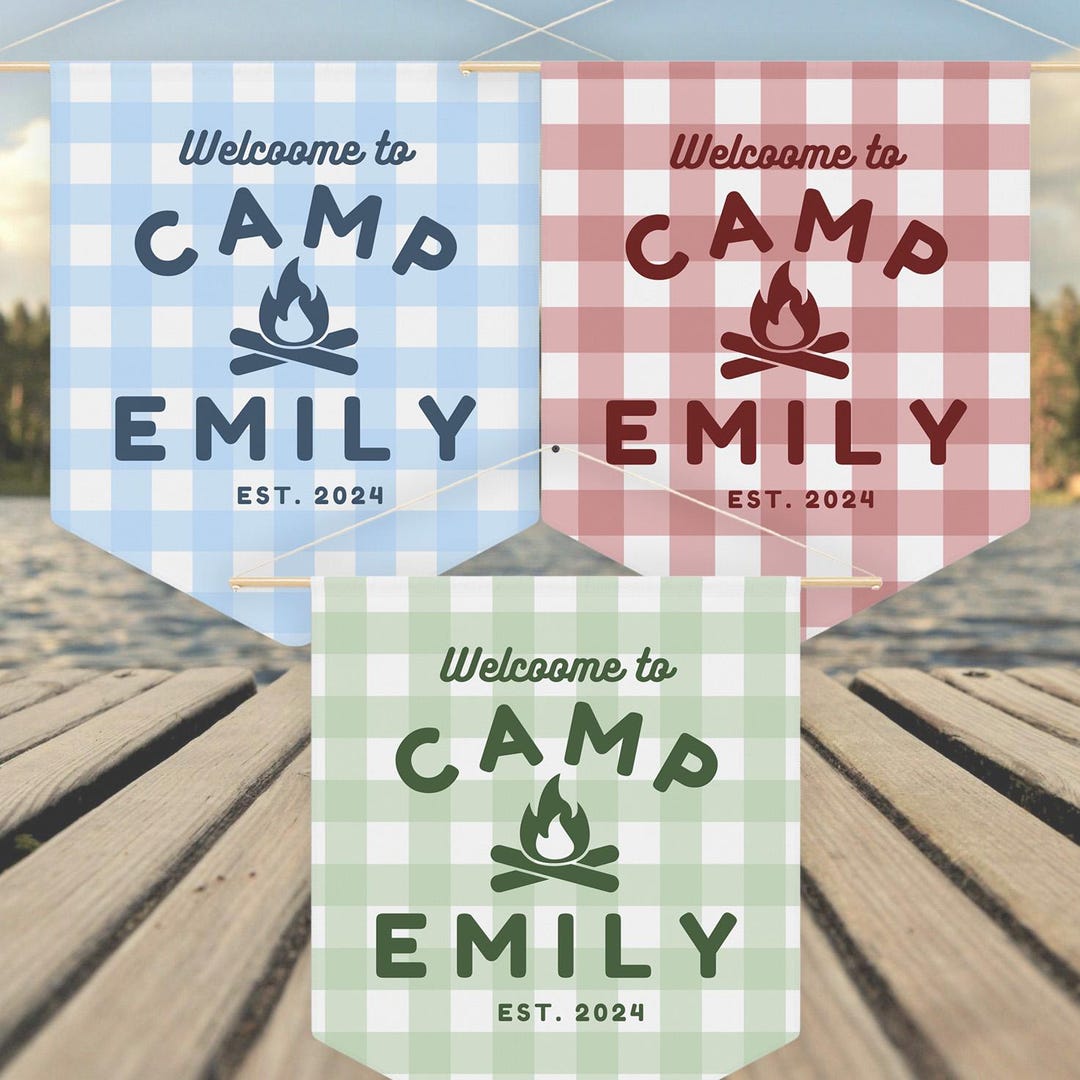 Custom Camp Bachelorette Party Pennant Wall Flag, Camp Themed Party ...