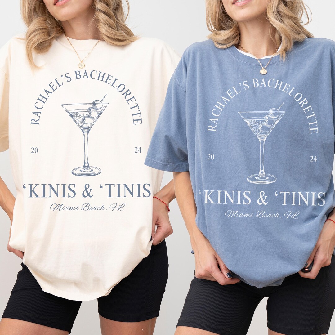 Custom Bikinis and Martinis Comfort Color T-shirt, Beach Bachelorette ...