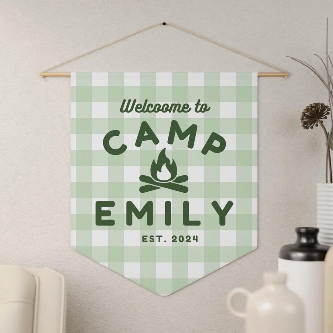 Custom Camp Bachelorette Party Pennant Wall Flag, Camp Themed Party ...