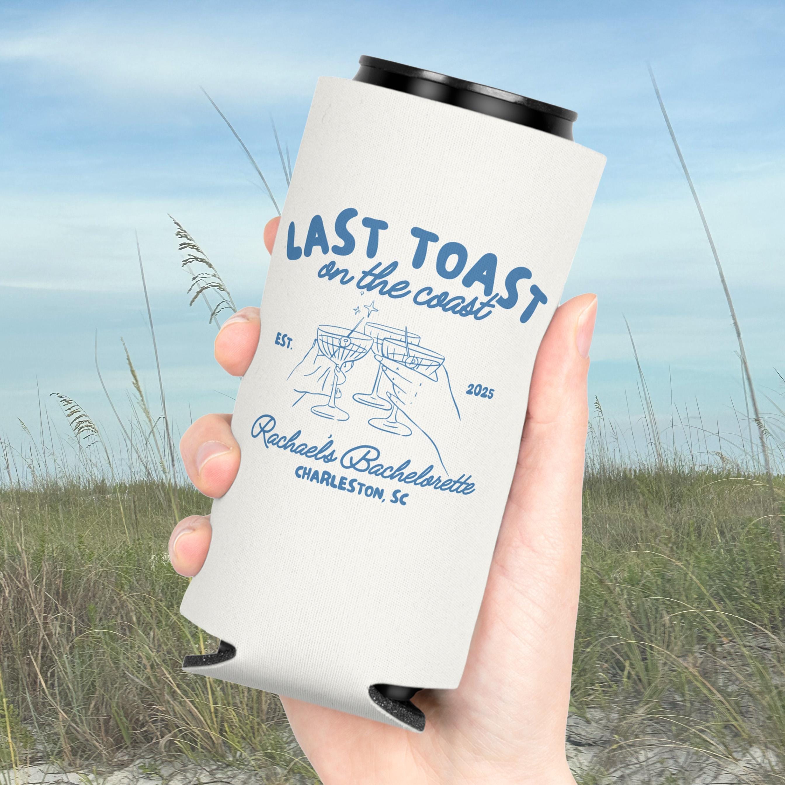 Custom Last Toast on the Coast Can Coolers, Gingham Bachelorette Party ...