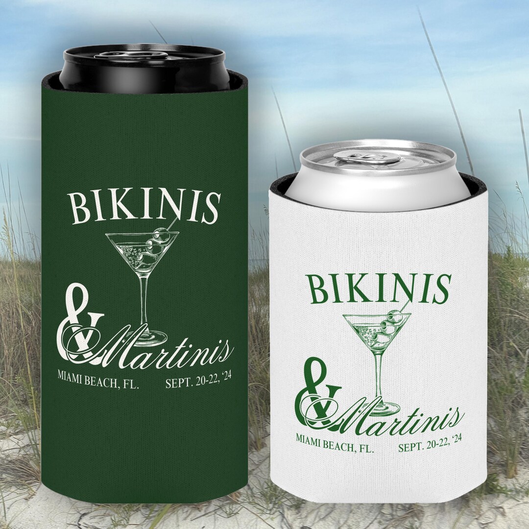 Custom Bikinis and Martinis Can Coolers, Bikini and Martini Decorations ...