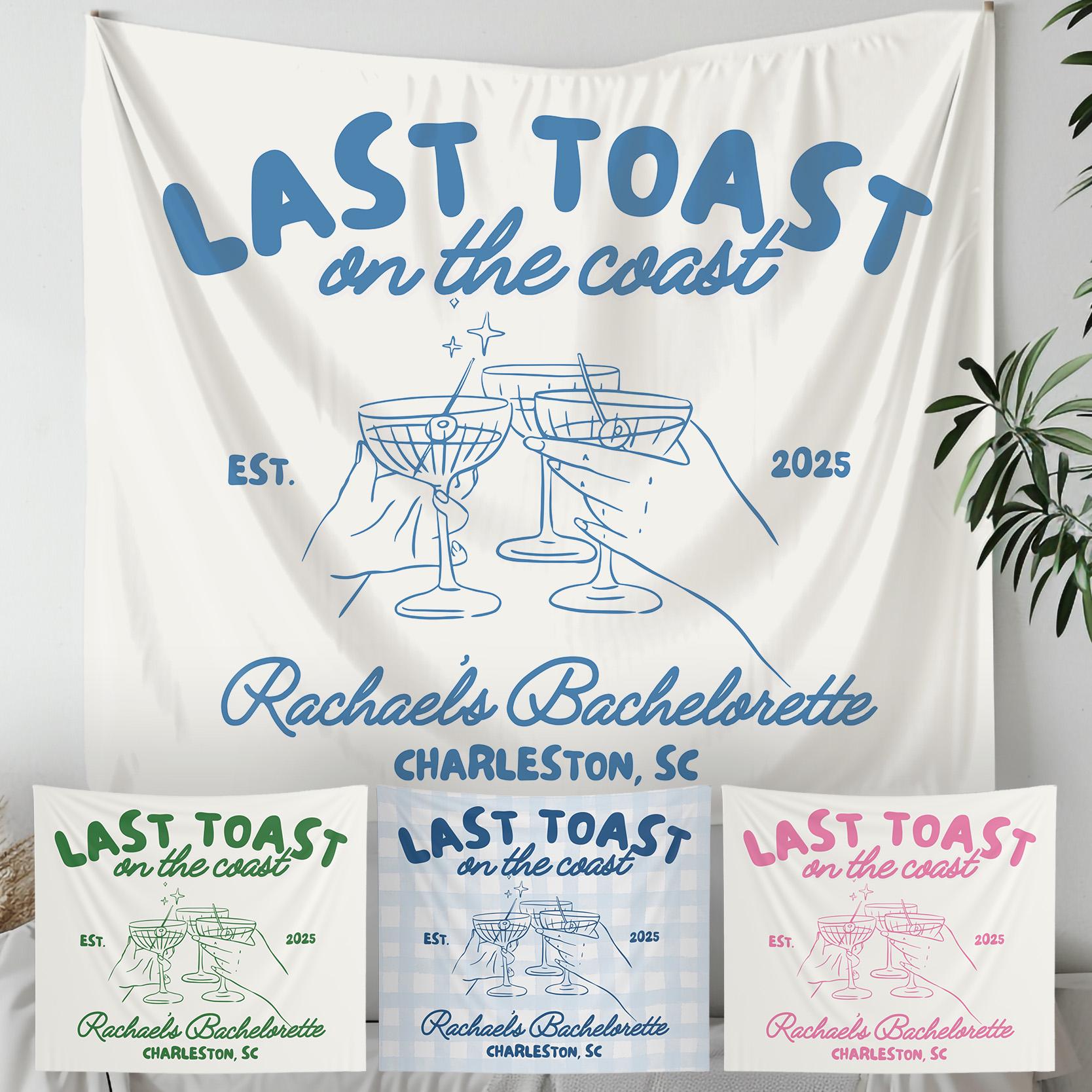 Custom Last Toast on the Coast Can Coolers, Gingham Bachelorette Party ...
