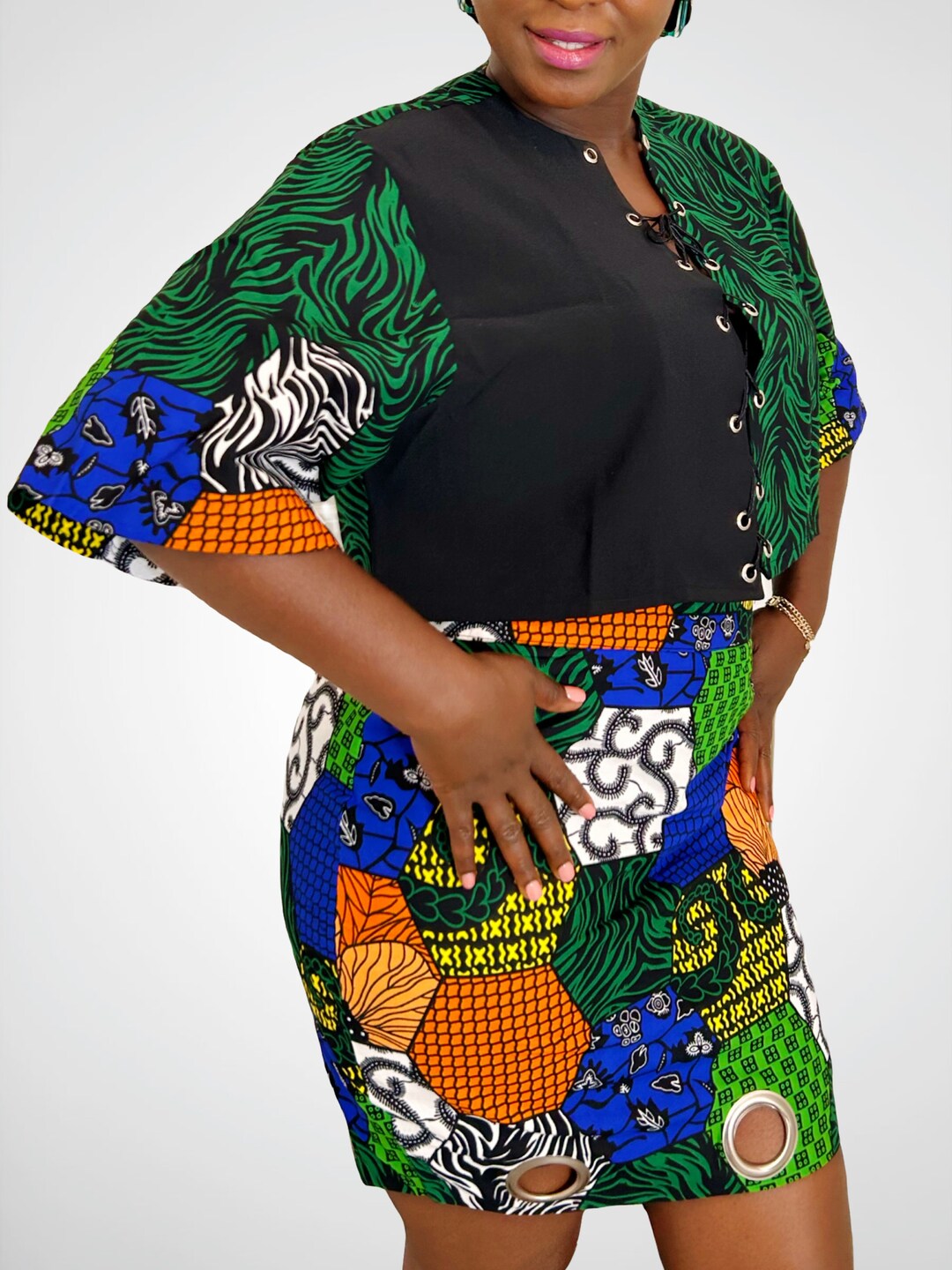 African Print High-waist Shorts Set - Crop Top, Ankara Shorts - Women's ...