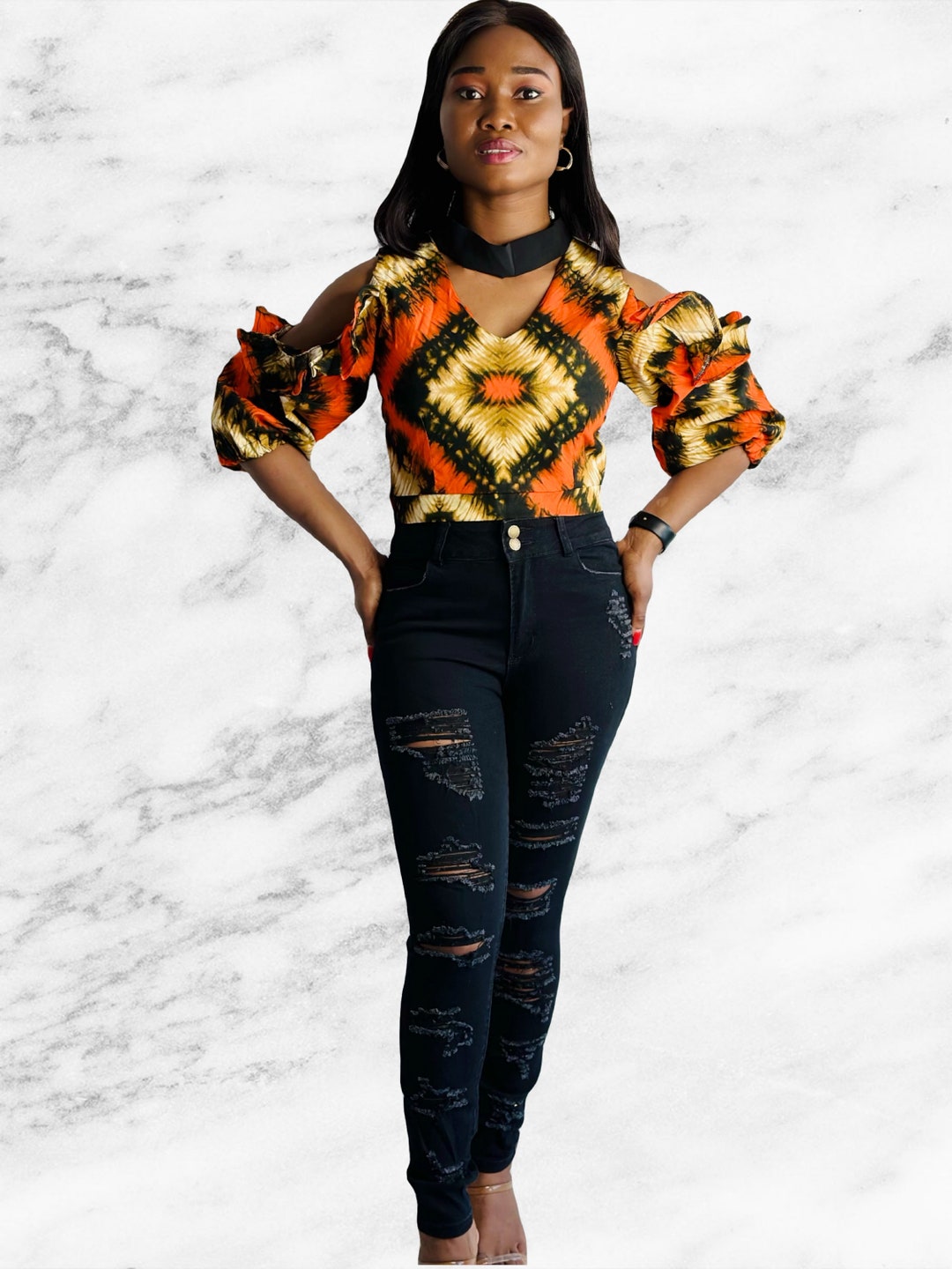 Open-shoulder African Shirts for Women High-demand Off-shoulder African ...