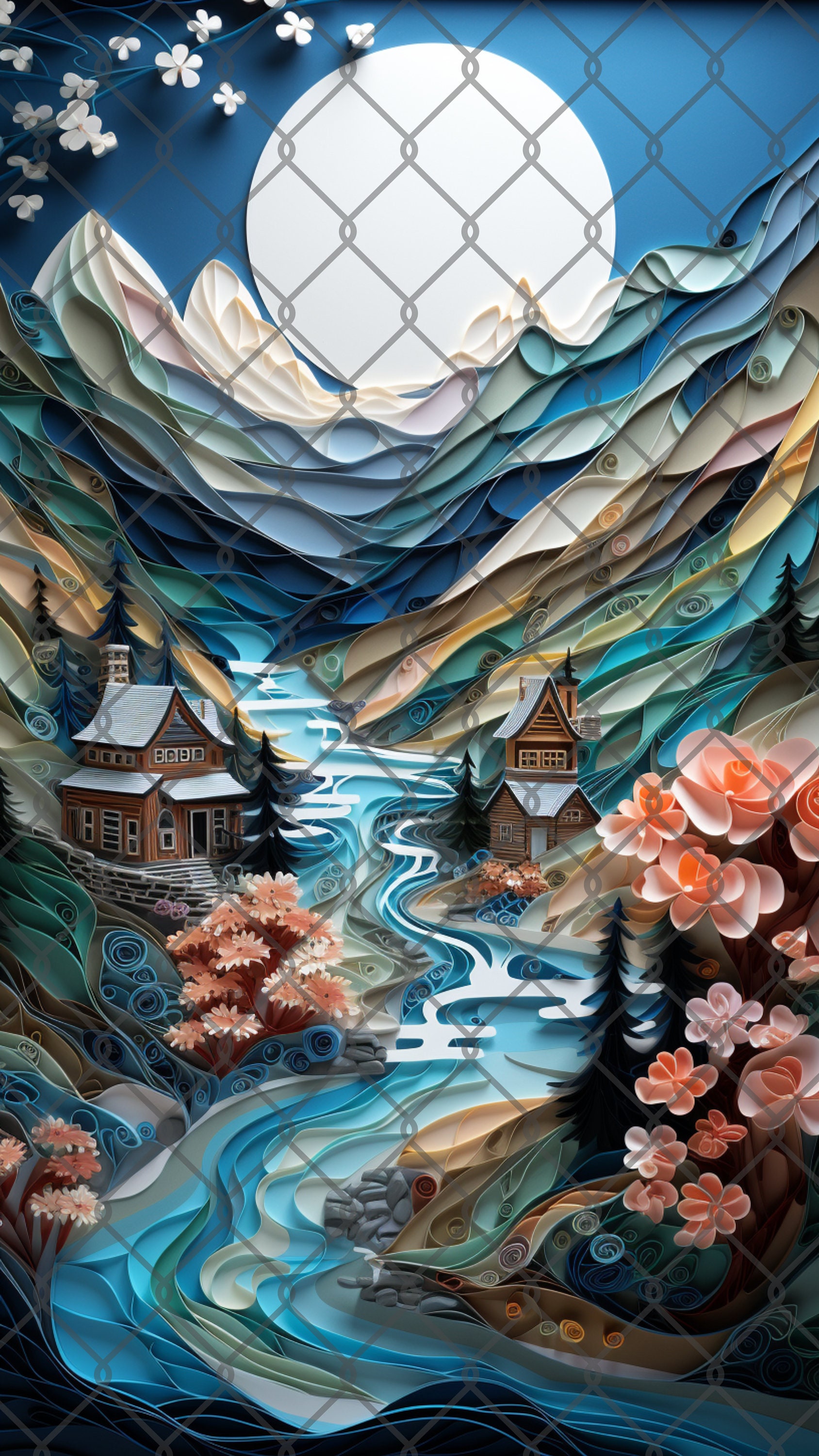 2 iPhone Wallpaper Digital Download, Quilled Paper Art Style, Kirigami ...