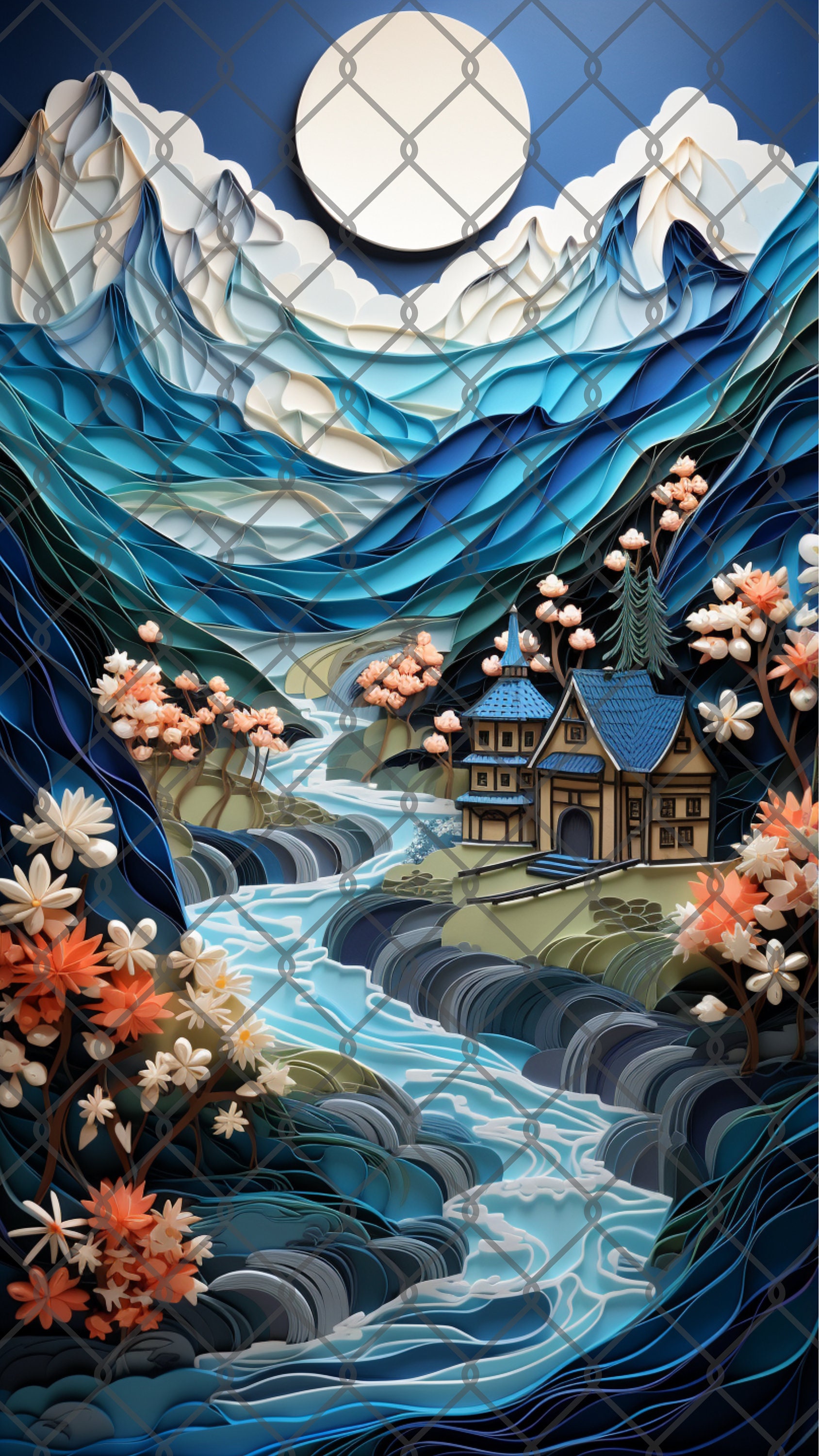 2 iPhone Wallpaper Digital Download, Quilled Paper Art Style, Kirigami ...