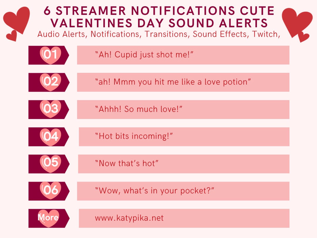 6 Streamer Notifications Cute Valentines Day Sound Alerts | Audio ...