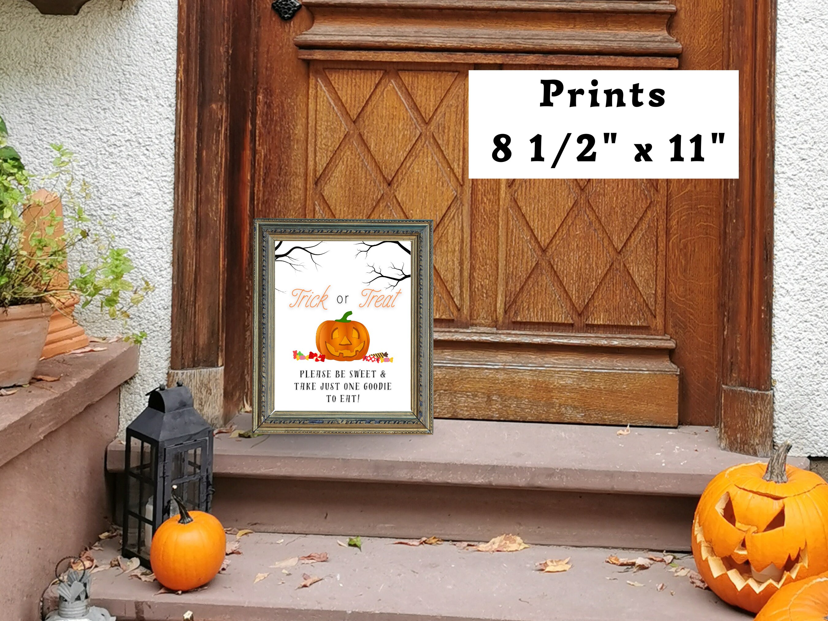 Trick or Treat Candy Bowl Printable Sign | Halloween Sign - Etsy