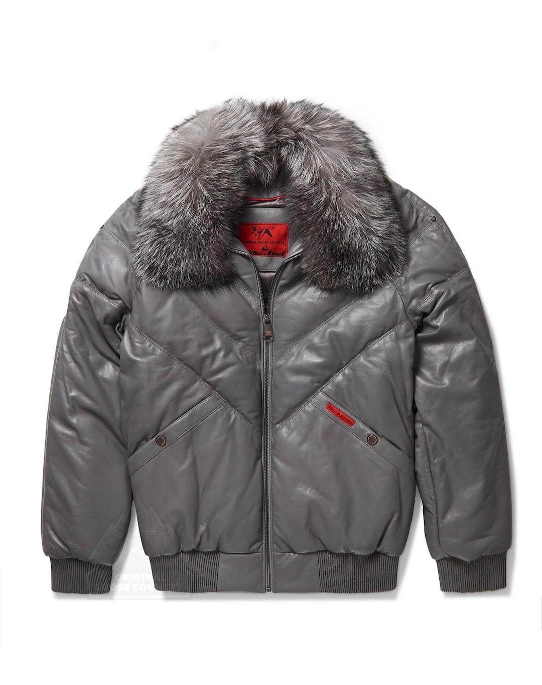 Original Goose Country Men's V-bomber Lamb Skin Leather & Goose Down ...