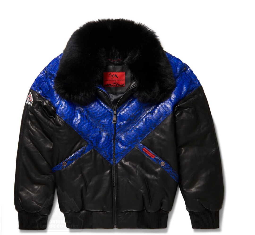 Original Goose Country Men's Lambskin Leather Goose Down Bomber Jacket ...