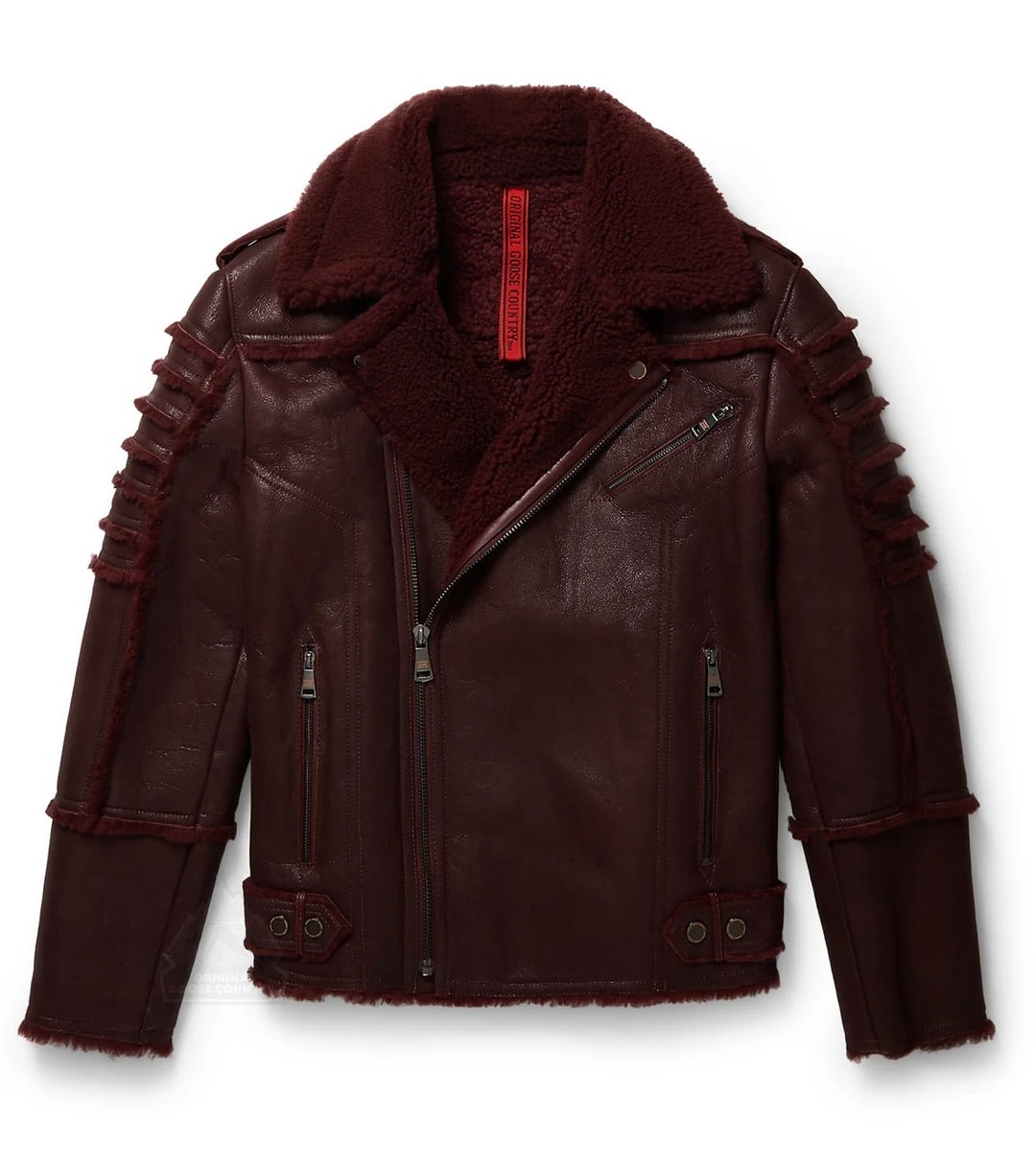 Handmade Original Goose Country Men's Burgundy Genuine Sheep Skin ...
