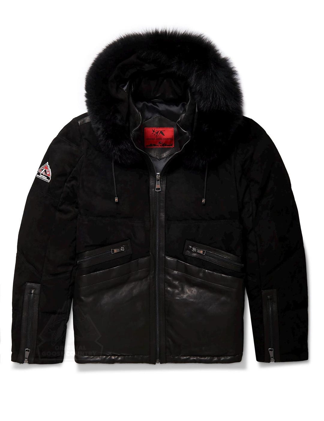Original Goose Country Men's Goose Down Suede Leather Jacket: Fox Fur ...