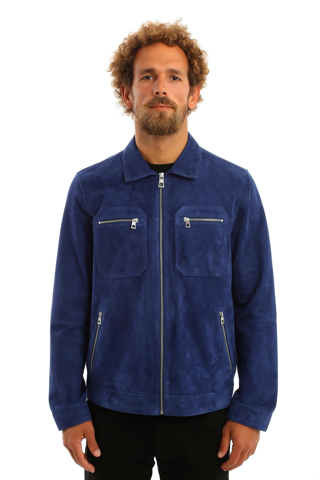 Men's Suede Leather Jacket, Fall, Spring Jacket, Perfect Gift, Blue - Etsy