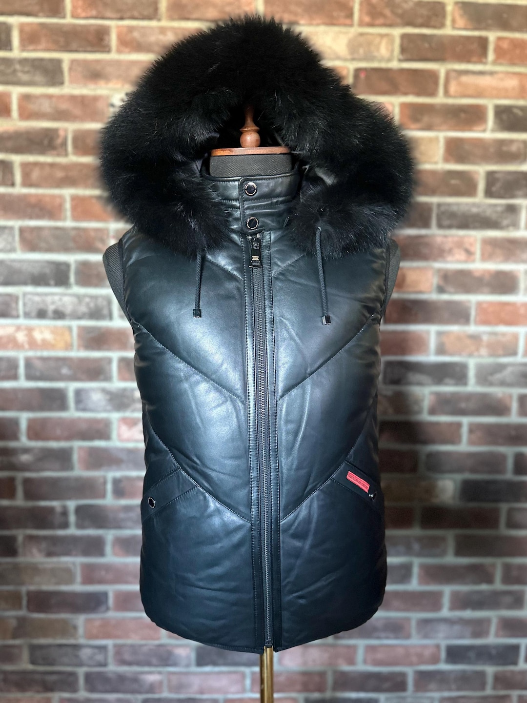Original Goose Country Men's Black Handmade Lambskin Leather Goose Down ...