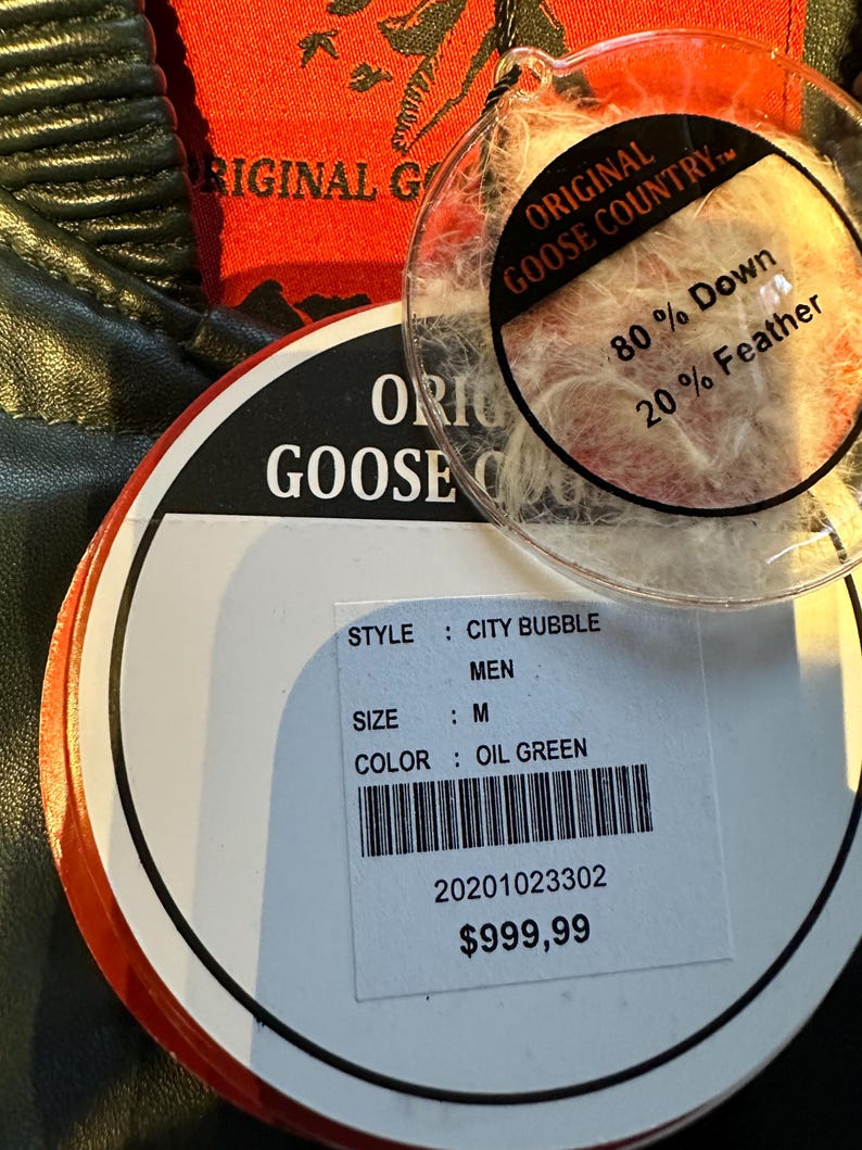 Original Goose Country Handmade Men's Lambskin Leather Goose Down ...