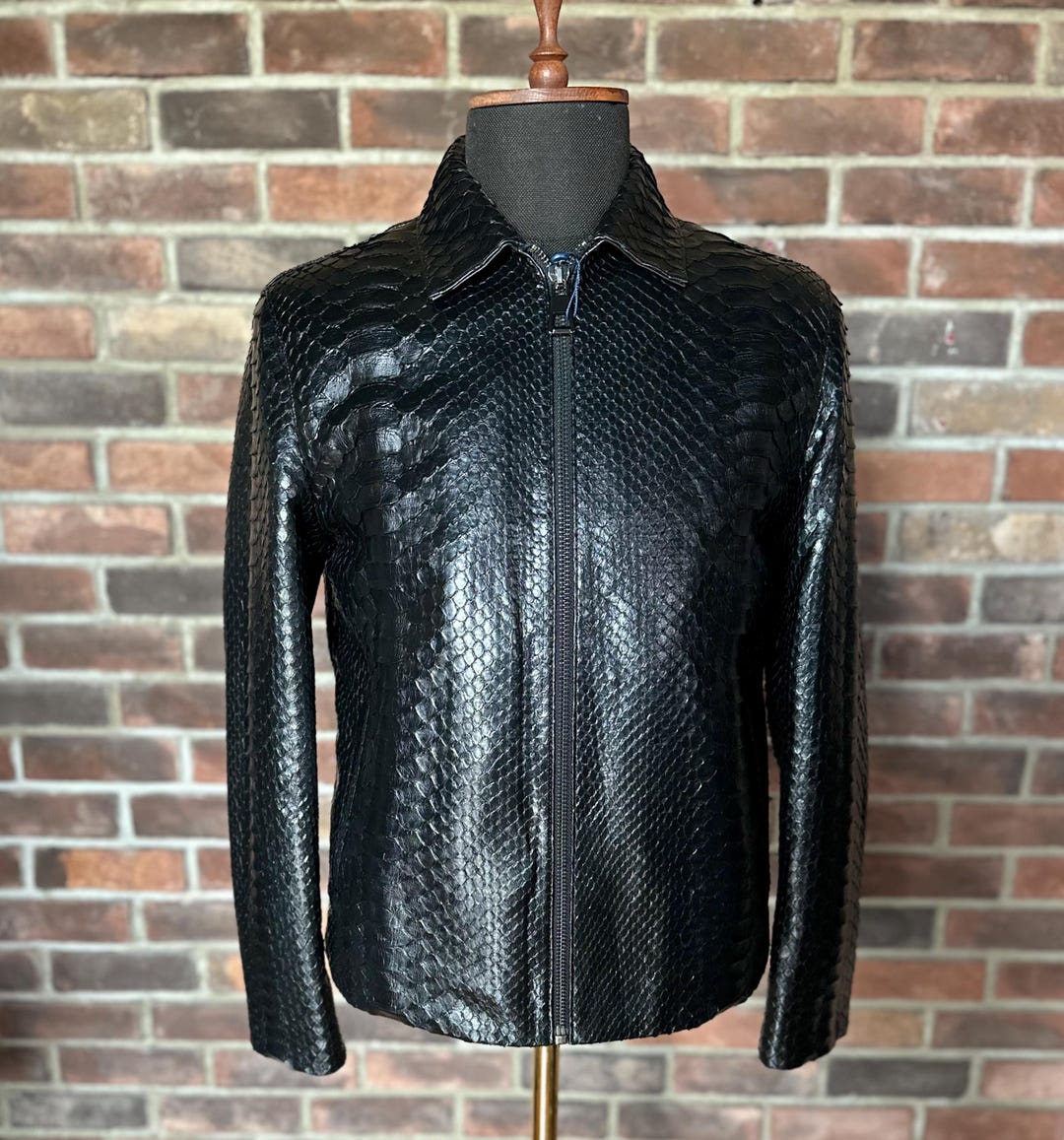 Handmade Men's Genuine Python Skin Jacket, Winter Coat, Perfect Gift ...