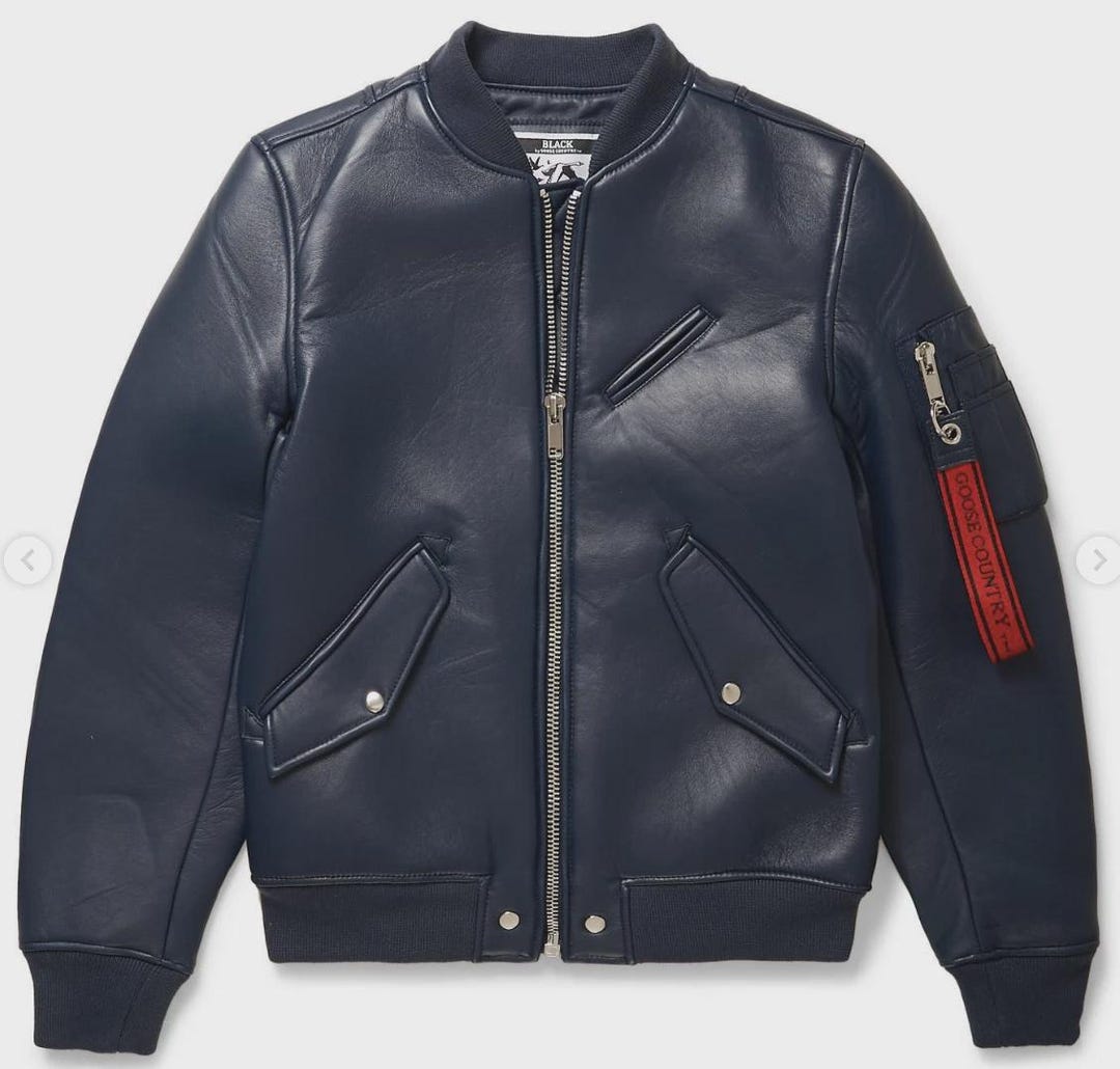 Original Goose Country Handmade Men's Navy Lambskin Leather Bomber ...