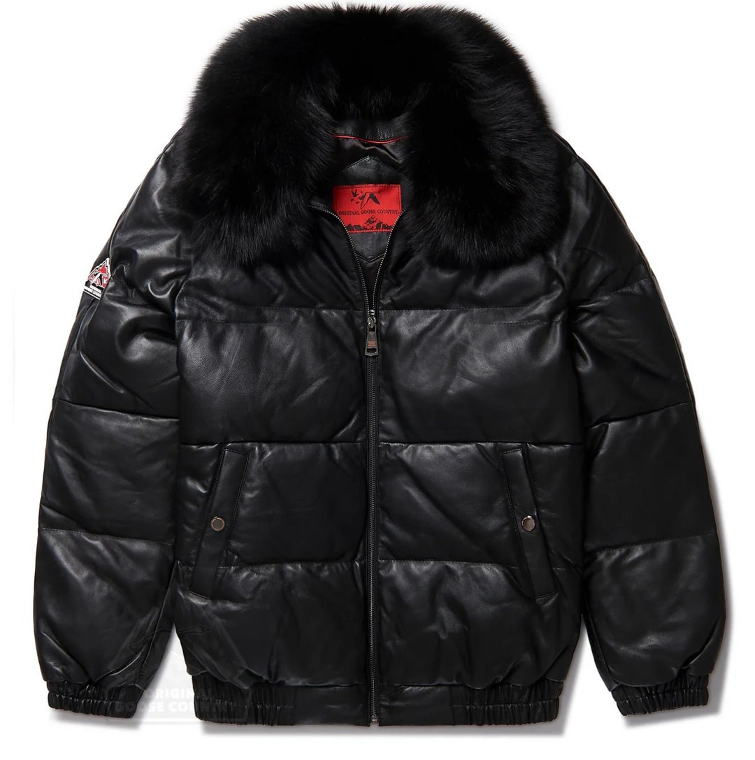 Original Goose Country Men's Black Straight Bubble Lamb Skin Leather ...