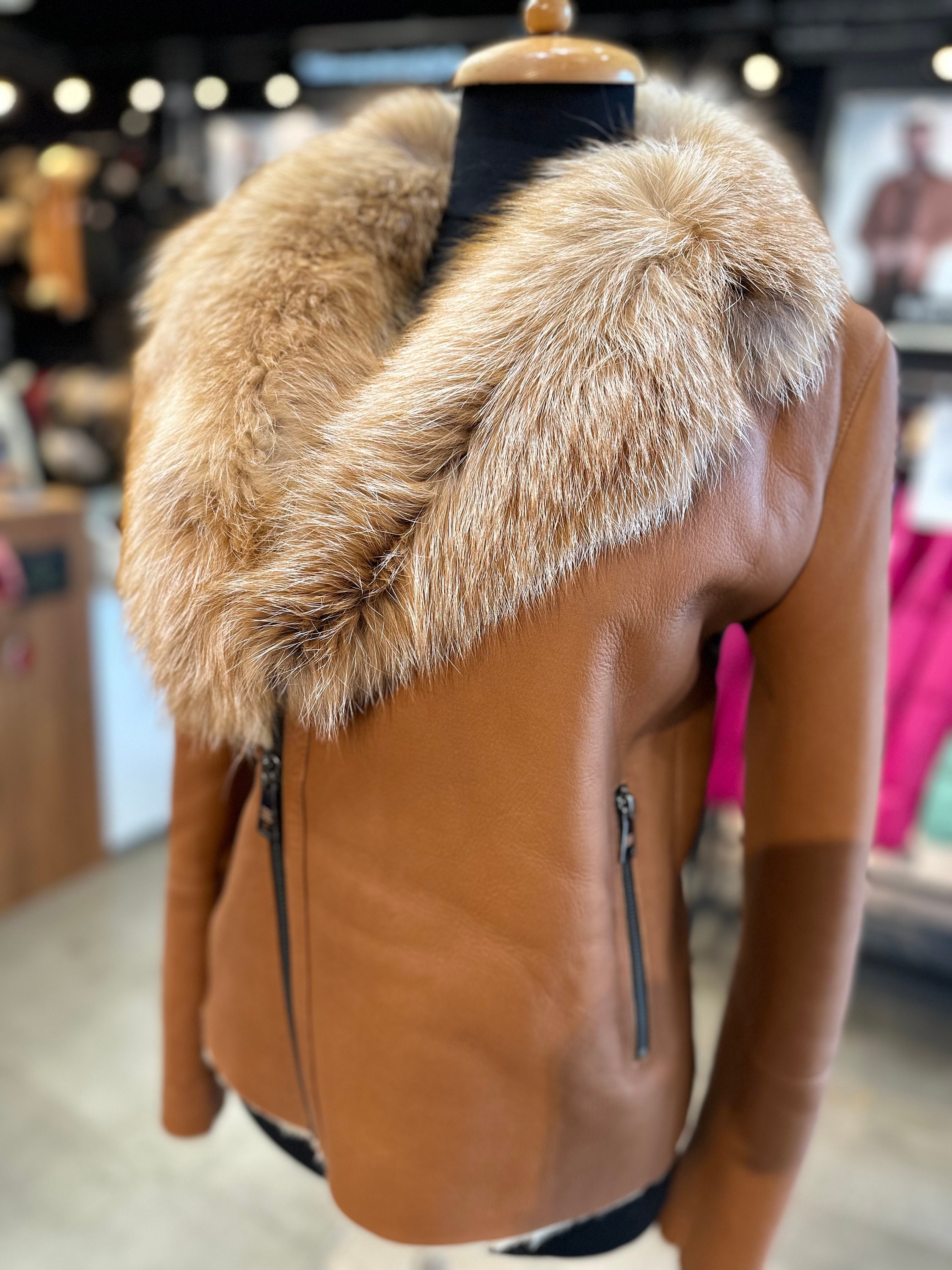 Original Goose Country Shearling Coat With Fox Collar: Sheepskin ...