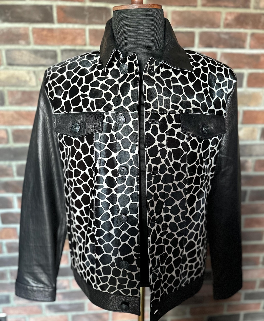 Handmade Men's Cow Fur - Cavallino & Leather Jacket, Cow Hair, Cowhide ...