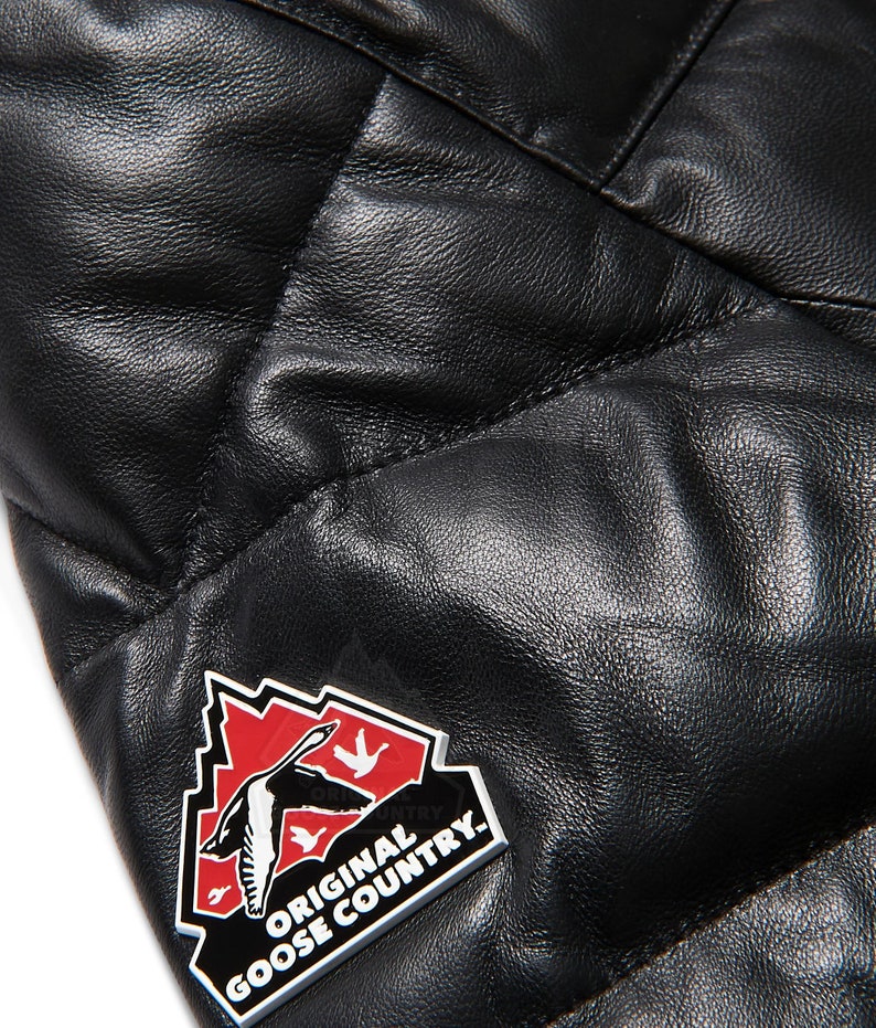 Men's Black Bubble Lamb Skin Leather & Goose Down Jacket With Real Full ...