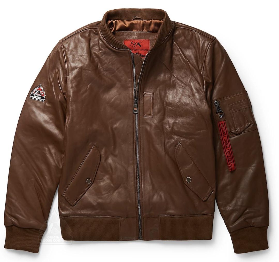Handmade Original Goose Country Men's Brown Lamb Skin Leather Jacket ...